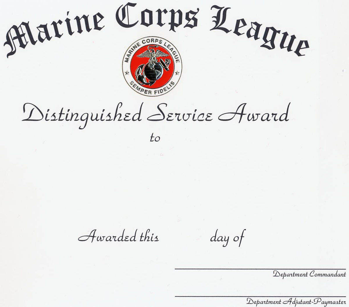 Certificate Distinguished Service Certificate Department Unlettered ...